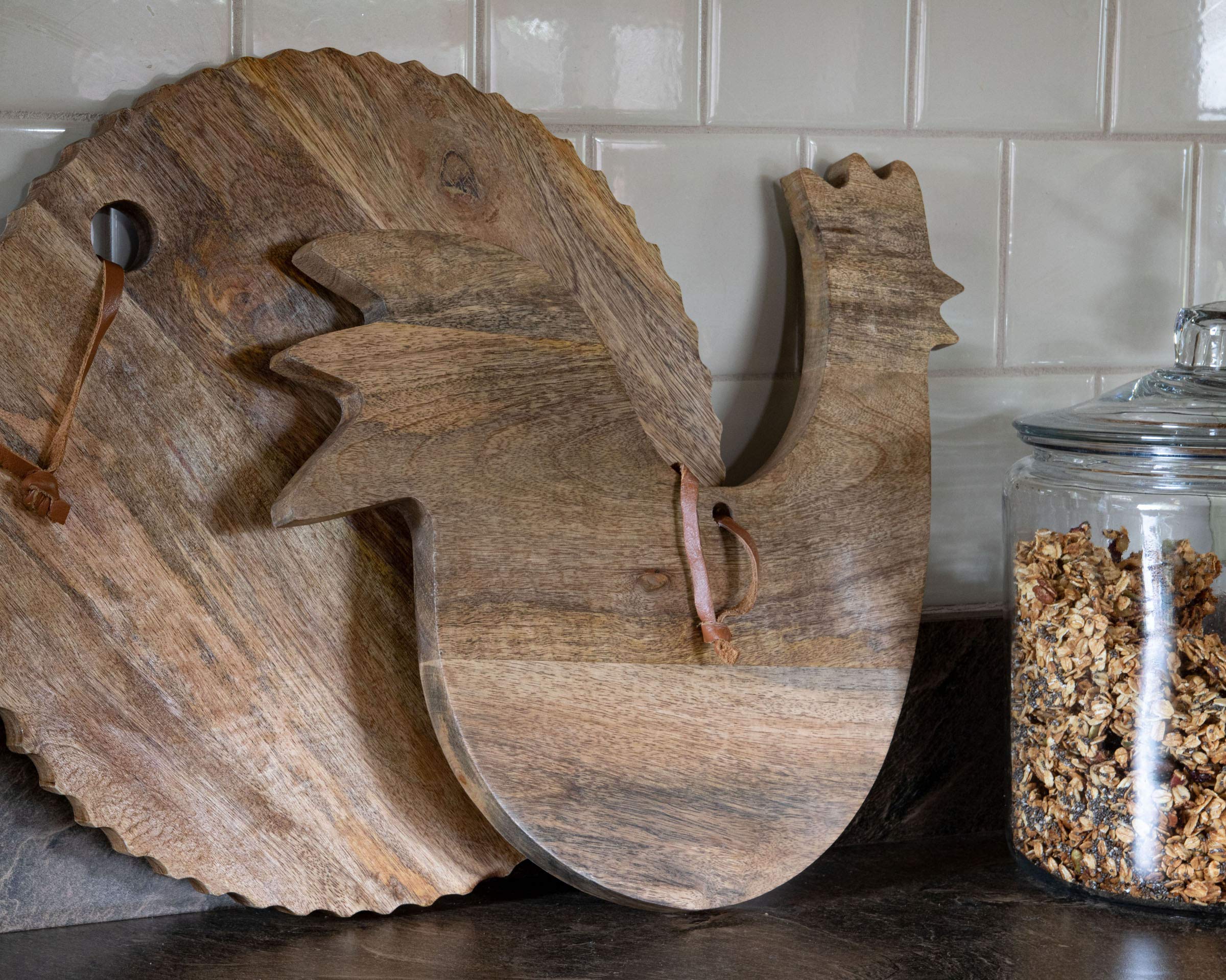 Foreside Home & Garden Wood Hen Shaped Kitchen Serving Cutting Board
