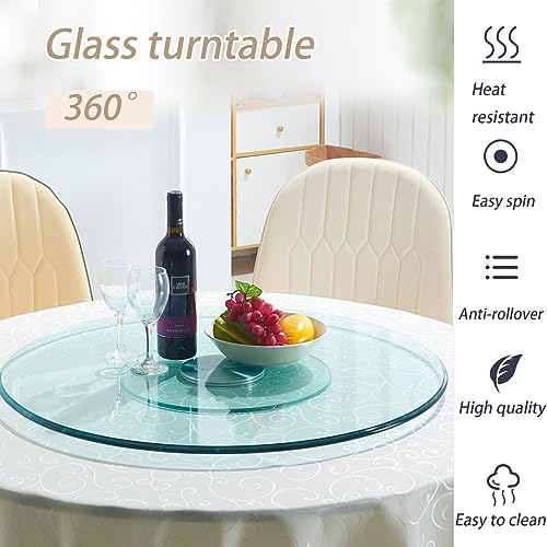 Dxcaicc Dining Table Glass Turntable,Glass Lazy Susan Turntable Dining Table,Round Tempered Glass with Silent Bearing centerpieces,Steady Swivel Dining Table Glass Serving Tray,80cm
