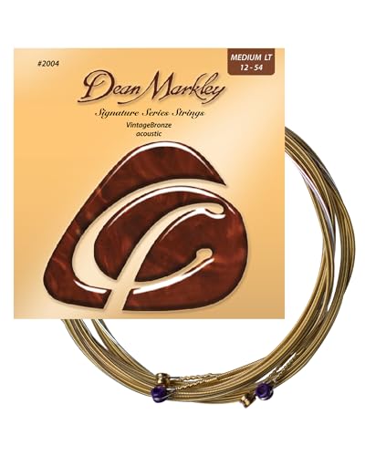 Dean Markley Signature Vintage Bronze Acoustic Guitar Strings 6 String Set, 12-54 Acoustic Guitar Strings Medium Light, Precision Wound Guitar Strings Acoustic with Superior Tone Quality, Made in USA