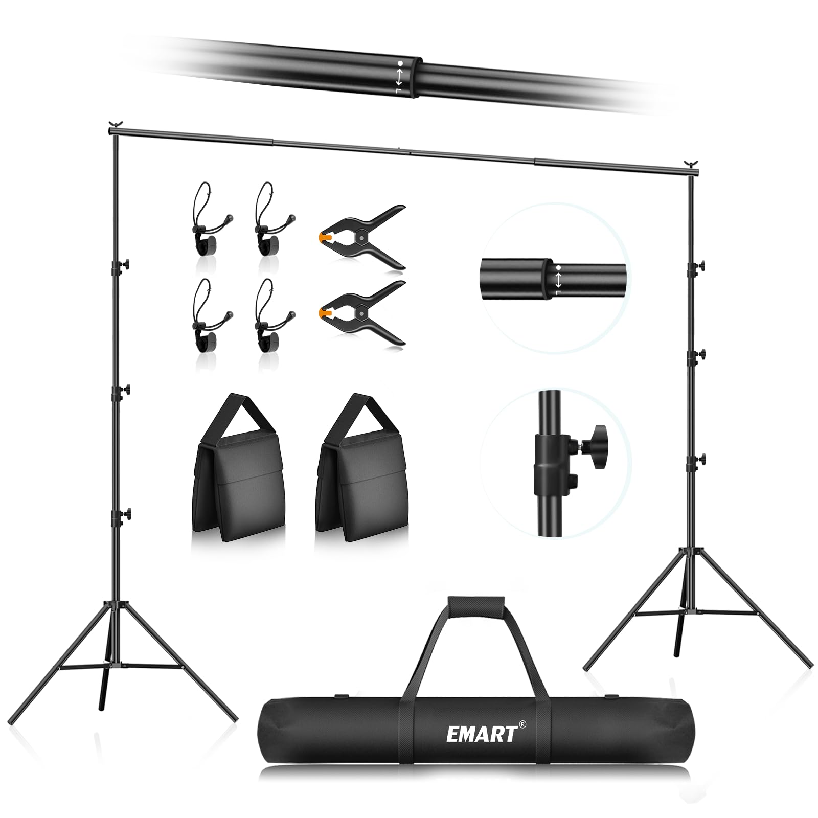 Emart Photo Backdrop Stand - 8.5 x 10ft Back Drop Adjustable Stand for Photoshoot, Photography Background Stand for Parties backdrops Hold
