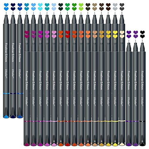 Vitoler 36 VIBRANT Colored Pens, Fine Tip Journal Planner Pens,Drawing Marker Pens for Writing Journaling Planner Coloring Book Sketching Taking Note Calendar Art Projects Office School Supplies