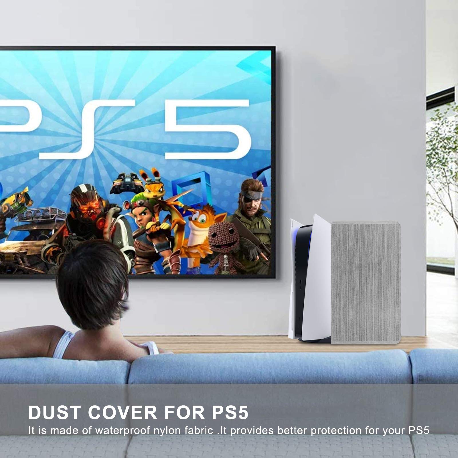 Eyglo PS5 Dust Cover Case,Soft Neat Lining Dust Protective Guard Sleeve for Sony Playstation 5 Console, Anti Scratch,Waterproof and Dust-Proof (Grey)