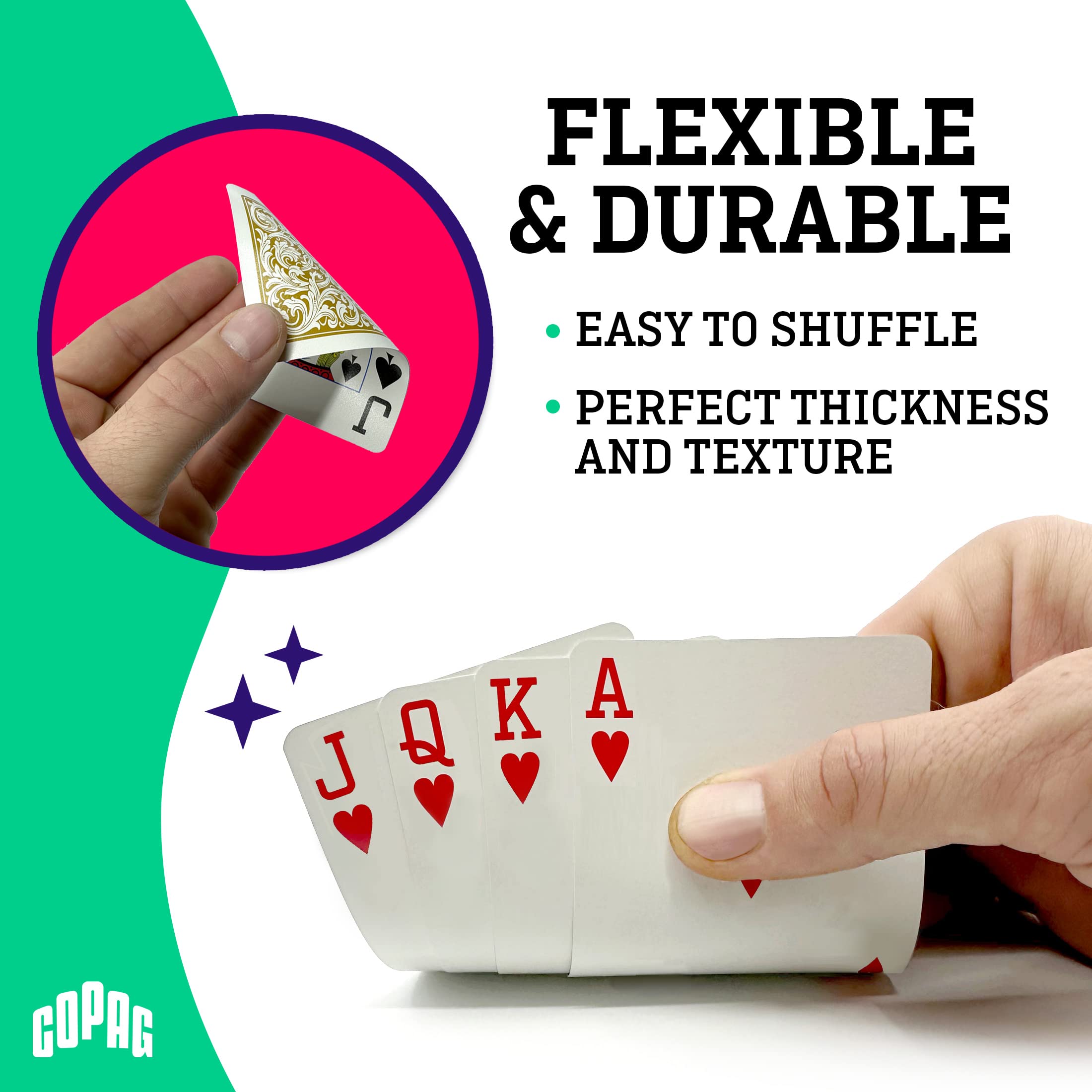 Copag Unique Luxury Design 100% Plastic Playing Cards, Poker Size Regular Index Purple/Grey Double Deck Set