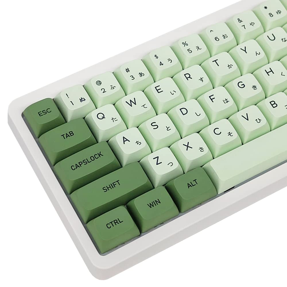 PBT 124 Keys XDA Profile Dye-Sub Matcha Keycaps,ANSI Layout Keycap Suitable for 61/64/87/104/108 Mechanical Gaming Keyboard(Keycaps only)