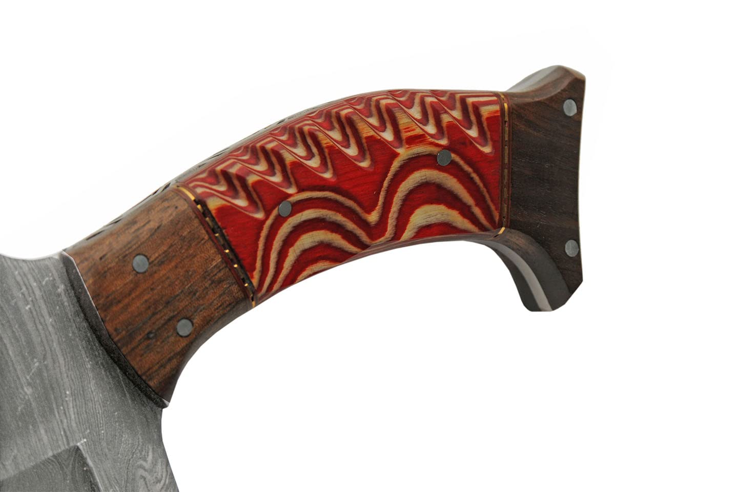 Damascus Steel Red Pueblo | Wood Handle 8 inch Hunting Knife