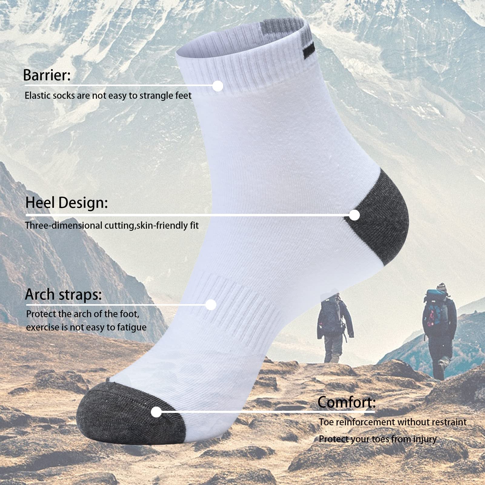 DASZGCB Summer Half Lightweight Athletic Socks,Quarter Running Sports Ankle Cotton Socks,White 6 pairs