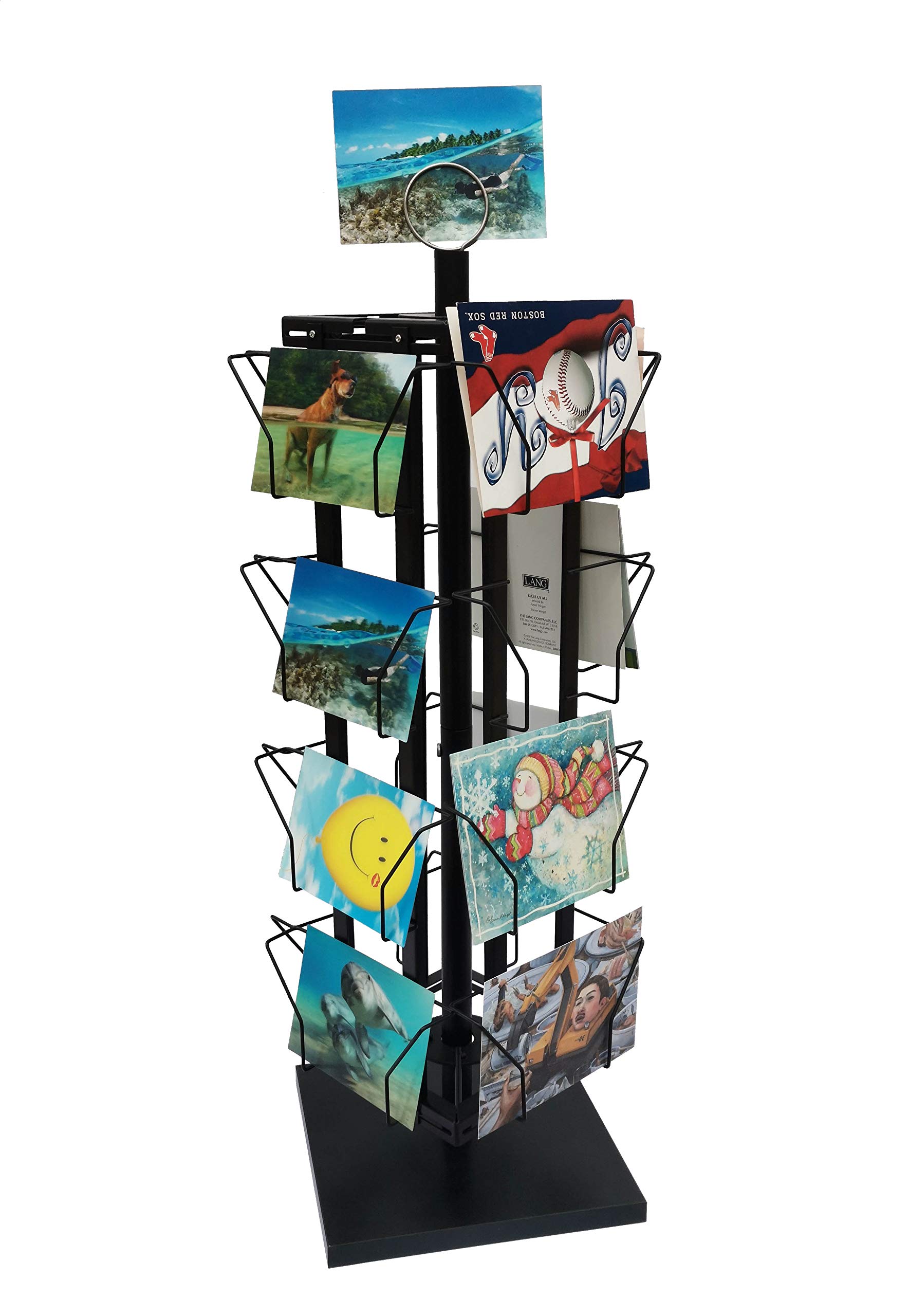 FixtureDisplaysÂŽ Adjustable Greeting Card Rack 4x6"-7x5" Horizontal Vertical Post Card Display .Pocket Size: 4.5-9.9" Wide X 5.8" Tall, 16 Pockets 11602-BLK-NEW