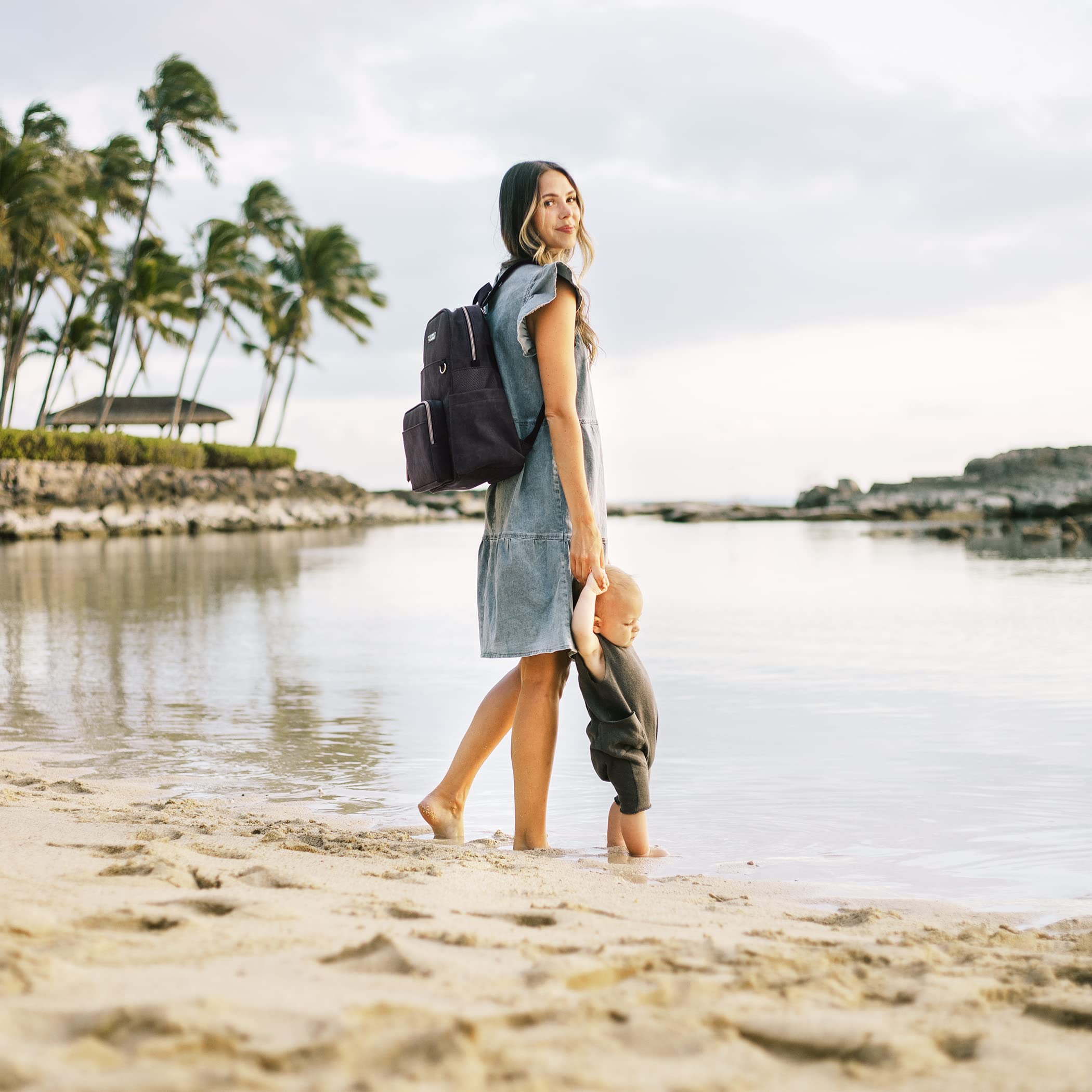 Petunia Pickle Bottom Sync Backpack | Diaper Bag | Diaper Bag Backpack for Parents | Top-Selling Stylish Baby Bag | Sophisticated and Spacious Backpack for On The Go Moms | Carbon Cable Stitch