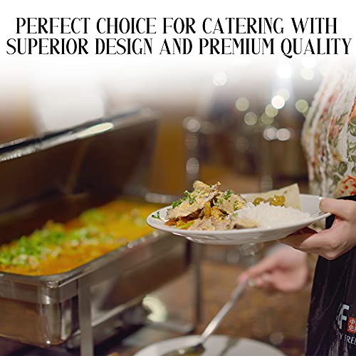 Restlrious 8 QT Chafing Dish Buffet Set 4 Packs Stainless Steel Foldable Rectangular Chafer Full Size w/Water Pan, Food Pan, Fuel Holder and Lid