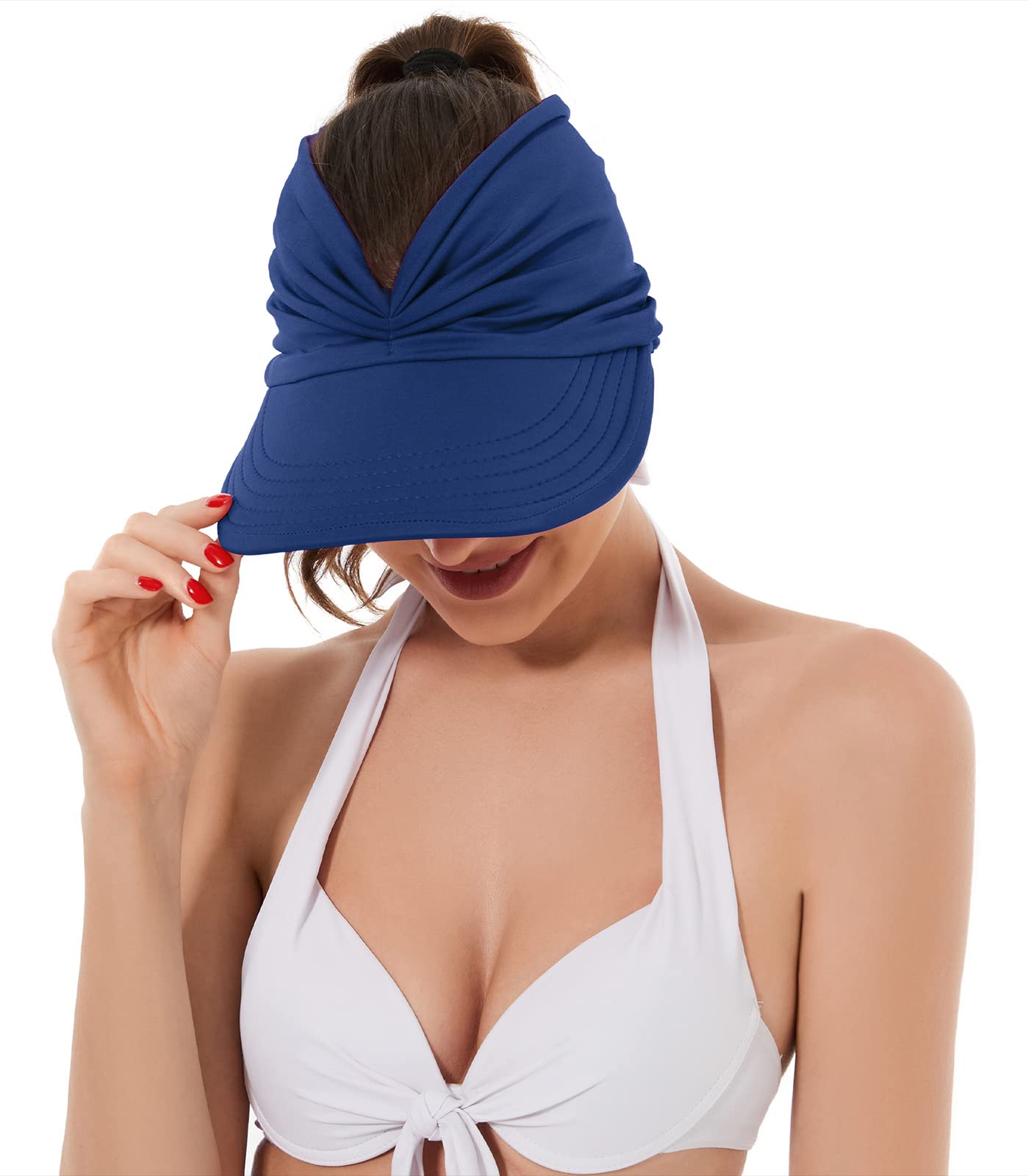 Durio Sun Hats for Women UV Protection Wide Brim Sun Visor Hats for Women Packable Summer Beach Hats Navy