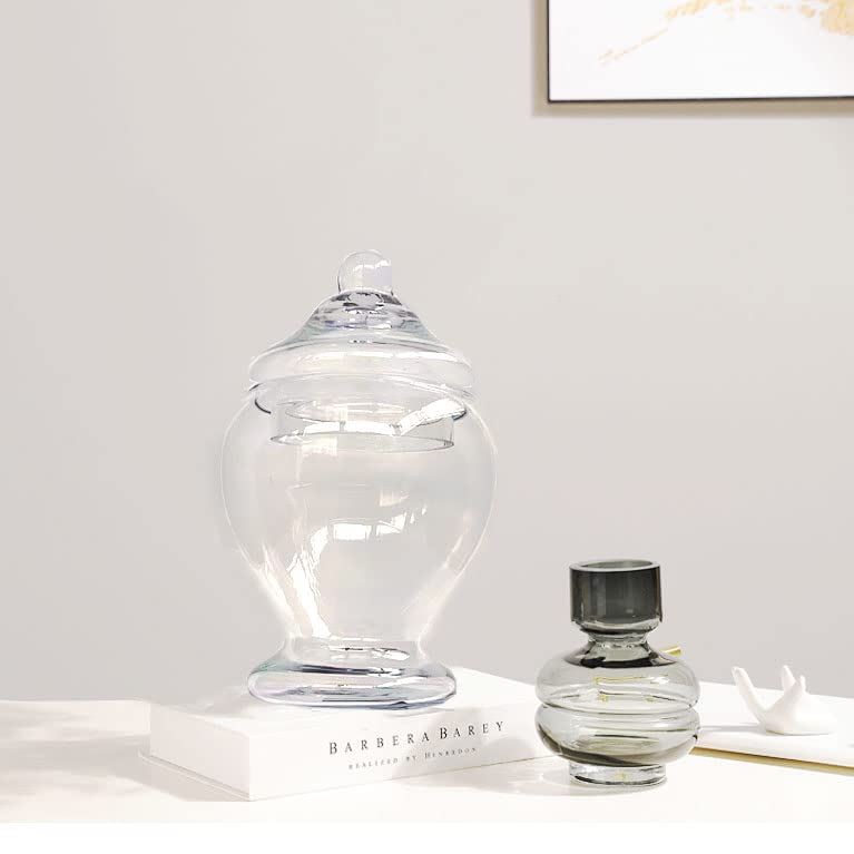 Livejun Glass Apothecary Jars 45 Ounce Decorative Candy Cookie Jars ,Clear Elegant Storage Jar with lids Canisters Sets for the Kitchen Wedding Home Centerpiece Candy Buffet Set of 2