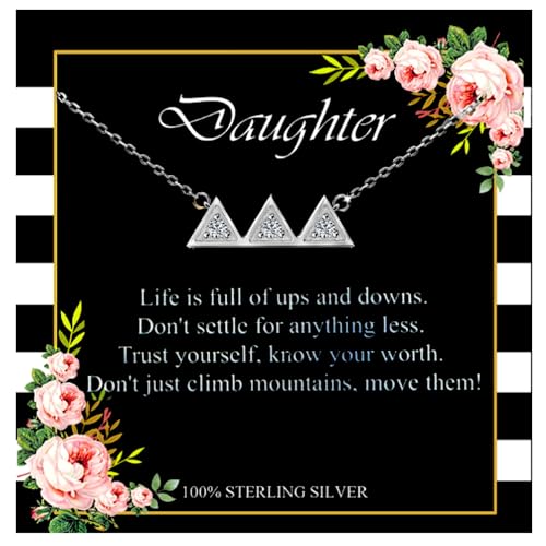 Daughter Necklace for Valentine's Day - Move Mountains, Sterling Silver 925 - Daughter Gifts from Mom or Dad, Necklace for Daughter, Birthday Gift, Graduation Gifts, Mother Daughter Jewelry Gift