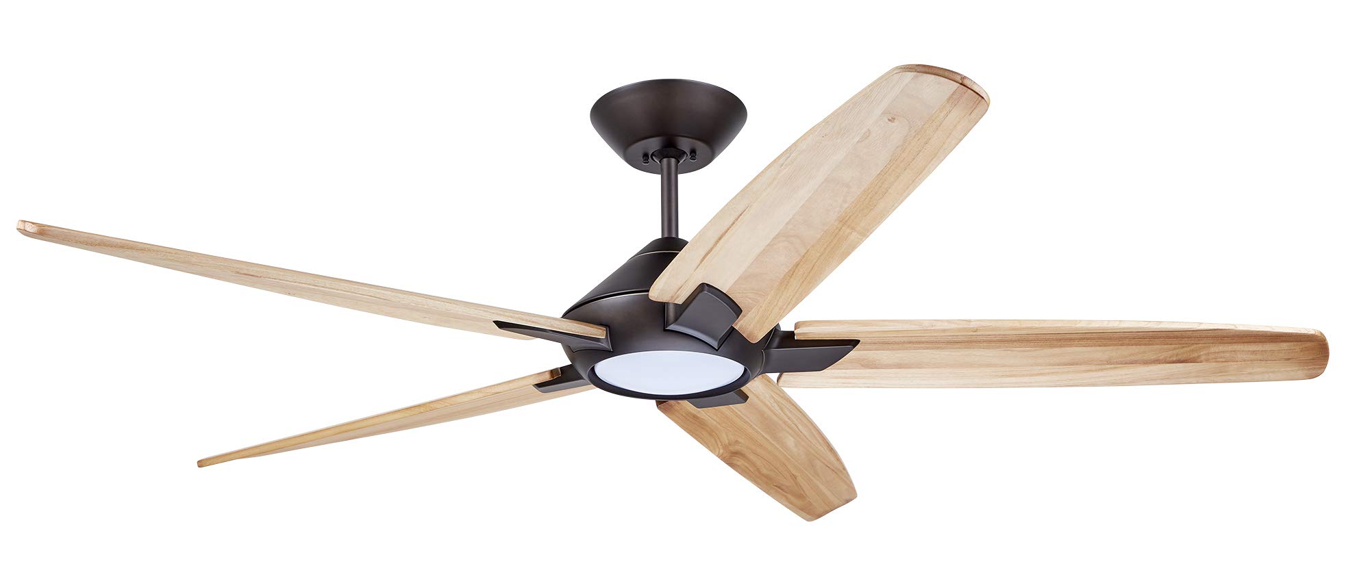 Dorian Eco 60 Inch Ceiling Fan with Light | Dimmable LED Fixture with Premium DC Motor | 6-Speed Wall Control with Natural Solid Wood Blades with and Downrod Mount, Oil Rubbed Bronze