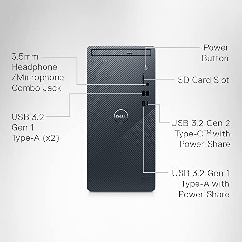 Dell Inspiron 3020 Desktop - Intel Core i7-13700, 1TB SSD + 1TB HDD, 16GB DDR4 RAM, DVD RW, Intel UHD 770 Graphics, Windows 11 Pro, 1 Year Premium Support + 6 Months Migrate - Mist Blue
