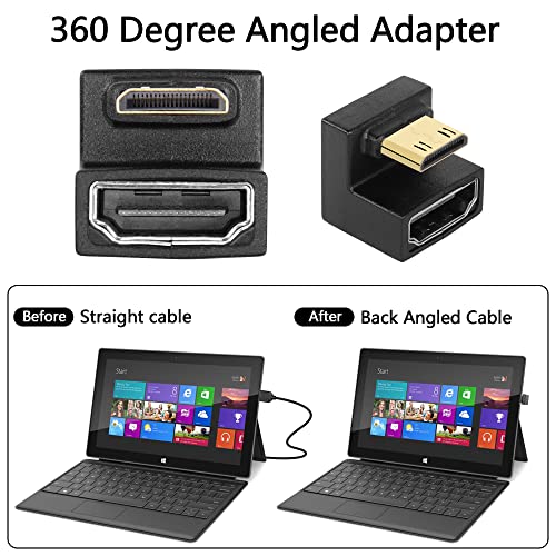 GINTOOYUN U Shape Mini HDMI to HDMI Adapter 8K Mini HDMI Male to 180 Degree HDMI Female Extension Adapter for Camera,Laptop,Tablet,HDTV,Projector 2 PCS(UP)