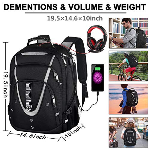 Mogplof 17 inch Laptop Backpack, Large Travel Backpack with USB Charge Port, Water Resistant Travel Backpack Airline Approved for on Bisuness, College Bookbag Durable, TSA Friendly Backpack Luggage
