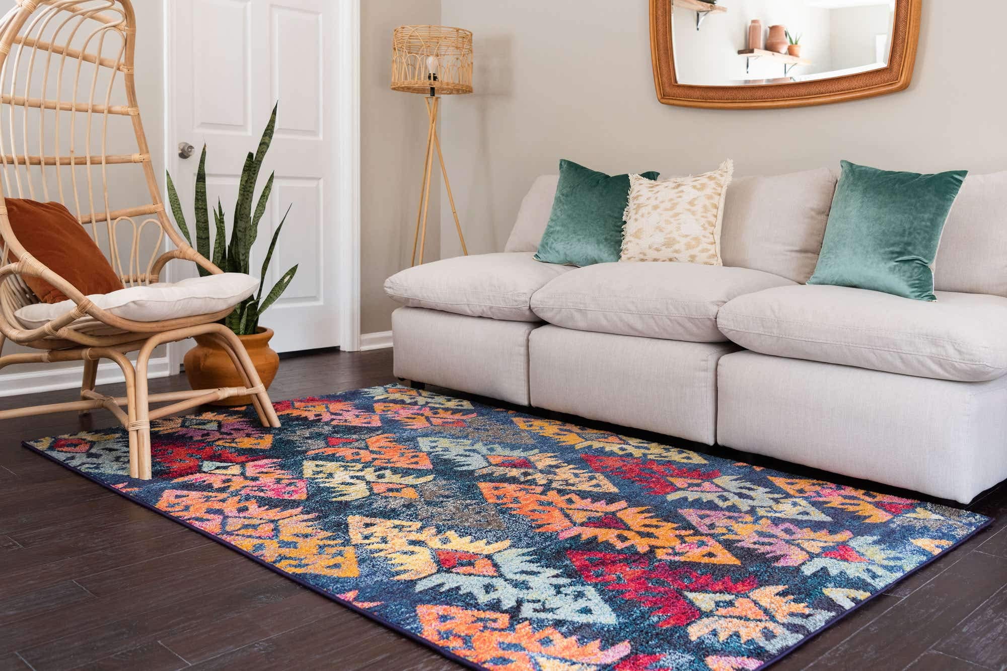 Unique Loom Sedona Collection Southwestern, Over-Dyed, Modern, Pattern, Tribal, Abstract Area Rug, 4' 0" x 6' 0", Navy Blue/Gray