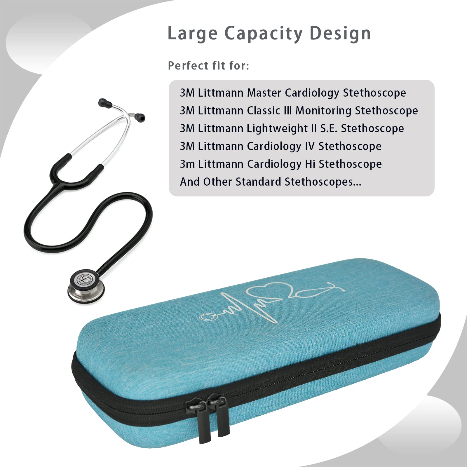 Hard Stethoscope Case fits 3M Littmann Classic III/Lightweight II S.E. / Cardiology IV Diagnostic/MDF Acoustica Deluxe Stethoscopes.with Mesh Pocket for Nurse Accessories(Blue)