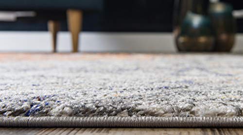 Unique Loom Vita Collection Modern Over-Dyed Center Medallion Vintage Area Rug, 8 ft x 8 ft, Gray/Ivory