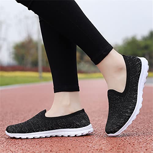 FASDNENDYS Fashion Summer Women Shoes Solid Color Casual Mesh Breathable Comfortable Lightweight Shallow Slide in Flats Black