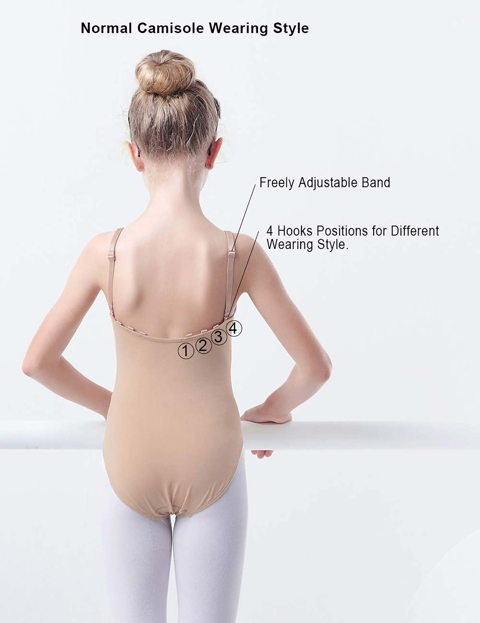 Daydance Girls Nude Leotards Seamless Dance Undergarment for Ballet, Gymnastics with Adjustable