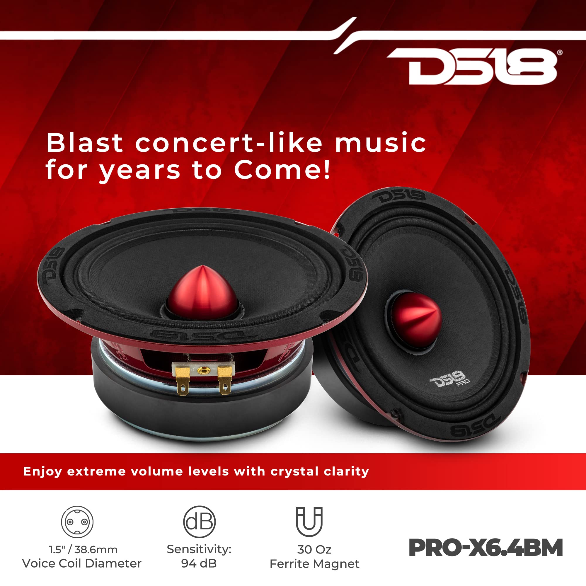 DS18 EN6P Universal Speaker Pods Bundle - 1 Set Left & Right Kick Panel + 2X 6.5 Midrange Speakers with Bullet + 2X 1 Super Bullet Tweeters - Great for Slingshot, SXS, Motorsports & ATV/UTV
