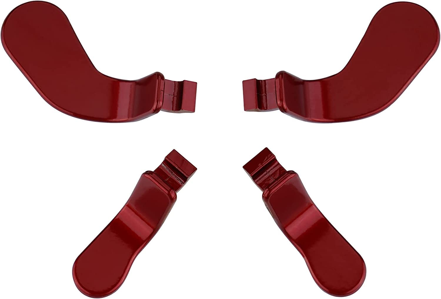 EASEGMER Metal Black Stainless Steel Paddles, Replacement Parts Video Games Accessories Kits, Interchangeable Hair Trigger Locks for Xbox One Elite Seies 2 & Elite 2 Core Controller - 4 PCS (Red)
