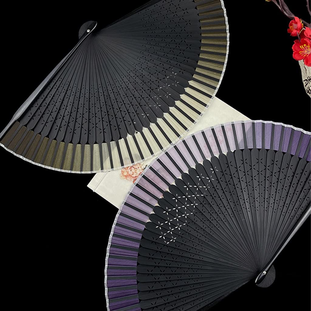 Fan Folding Fan Ancient Style Hanfu Cheongsam Easy to Open and Close Dance Fan Solid Color Summer Folding Female Fan (Color : Brown)