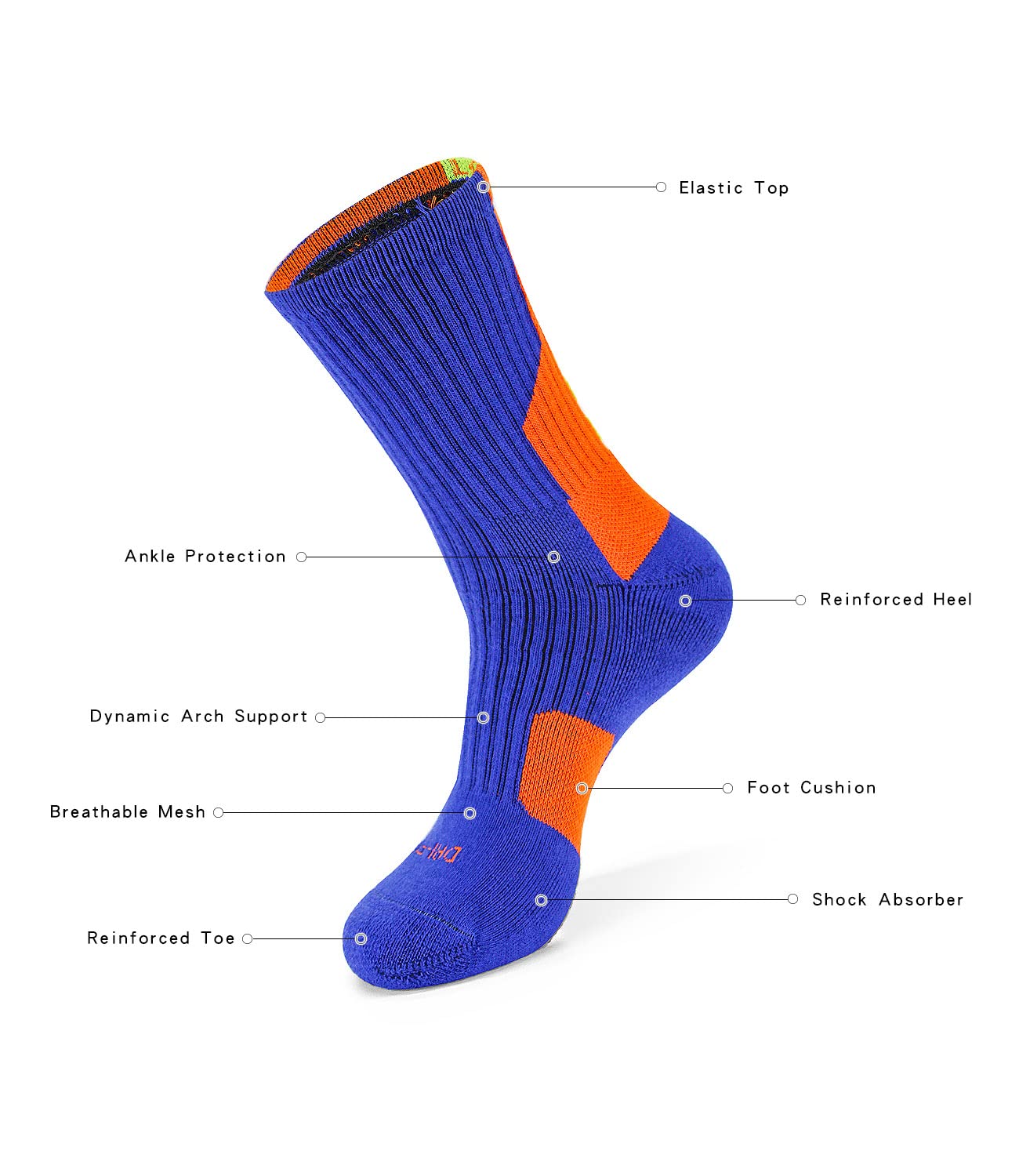 DILIBA Elite Basketball Socks Cushion Athletic Crew Socks for Men's Women's Youth Boys Gray