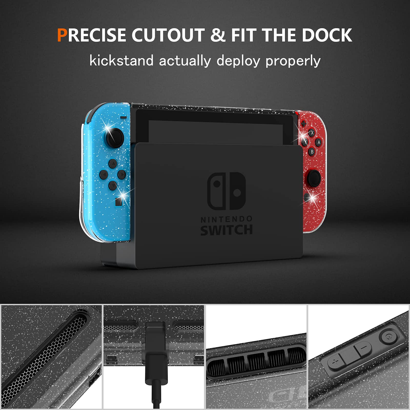 Daydayup Kickstand Protective Case for Steam Deck, Cover Protector with Stand Base, Full Protective Cover Case Compatible with Vavle Steam Deck Accessories, Non-Slip and Anti-Scratch Design,Glitter
