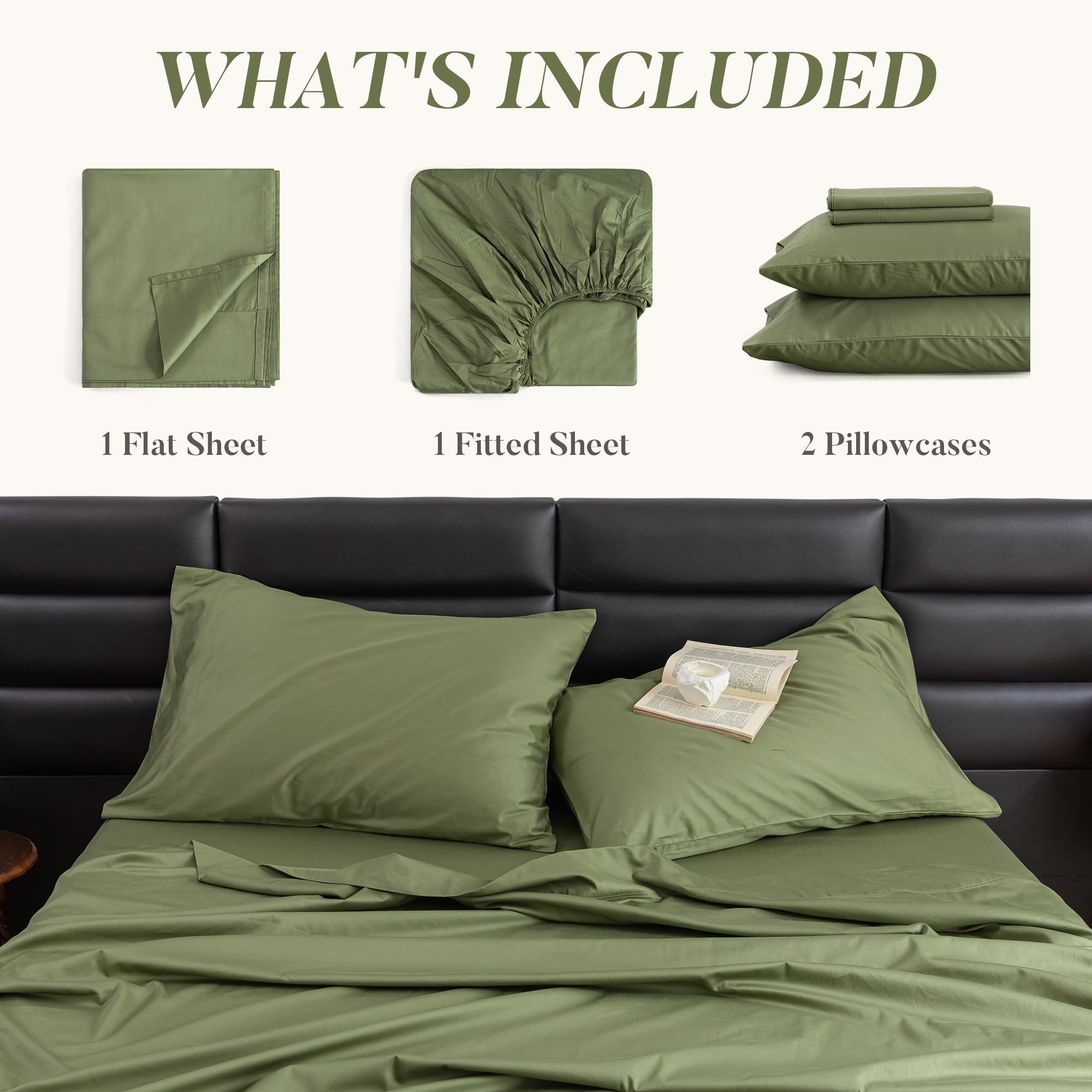 Cosybay Full Size Bed Sheets Set - 4 Piece Bedding - Sage Green, Sheets -Wrinkle Free, Unfadable, Stain Resistant,Extra Soft - Deep Pocket 16 Inch - Easy Fit Fitted Sheet