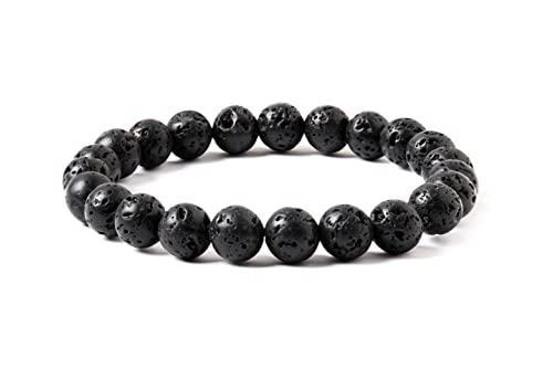 TIGERSTAR Natural Lava Rock Beads Bracelet,Stretch Elastic Bracelets,Adjustable Braided Rope Gemstone Bracelets for Men Women