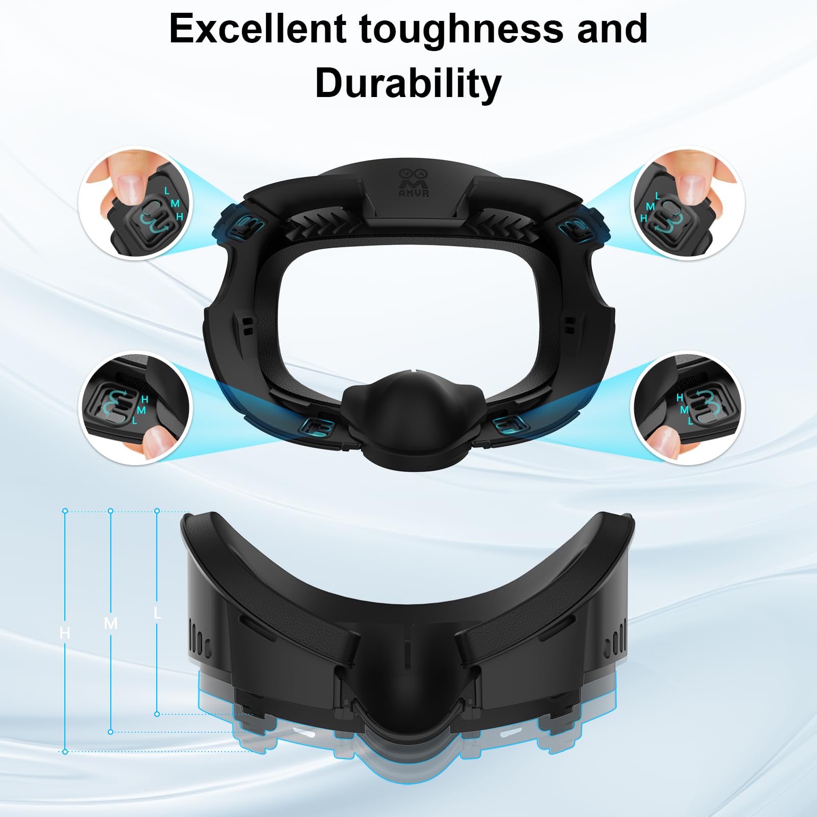 UPOK Face Pad Cover Facial Interface for Meta/Oculus Quest 3 Headset - Ice Silk and PU Leather Face Cushion Gasket (Facial Frame)