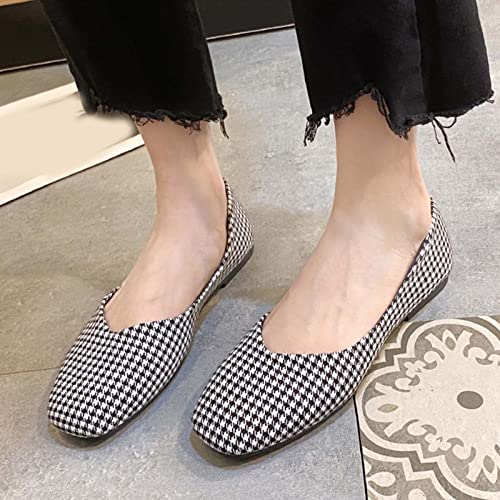 FASDNENDYS Fashion Summer Women Casual Shoes Flat Bottom Slip On Solid Color Houndstooth Heel Sandals Women White