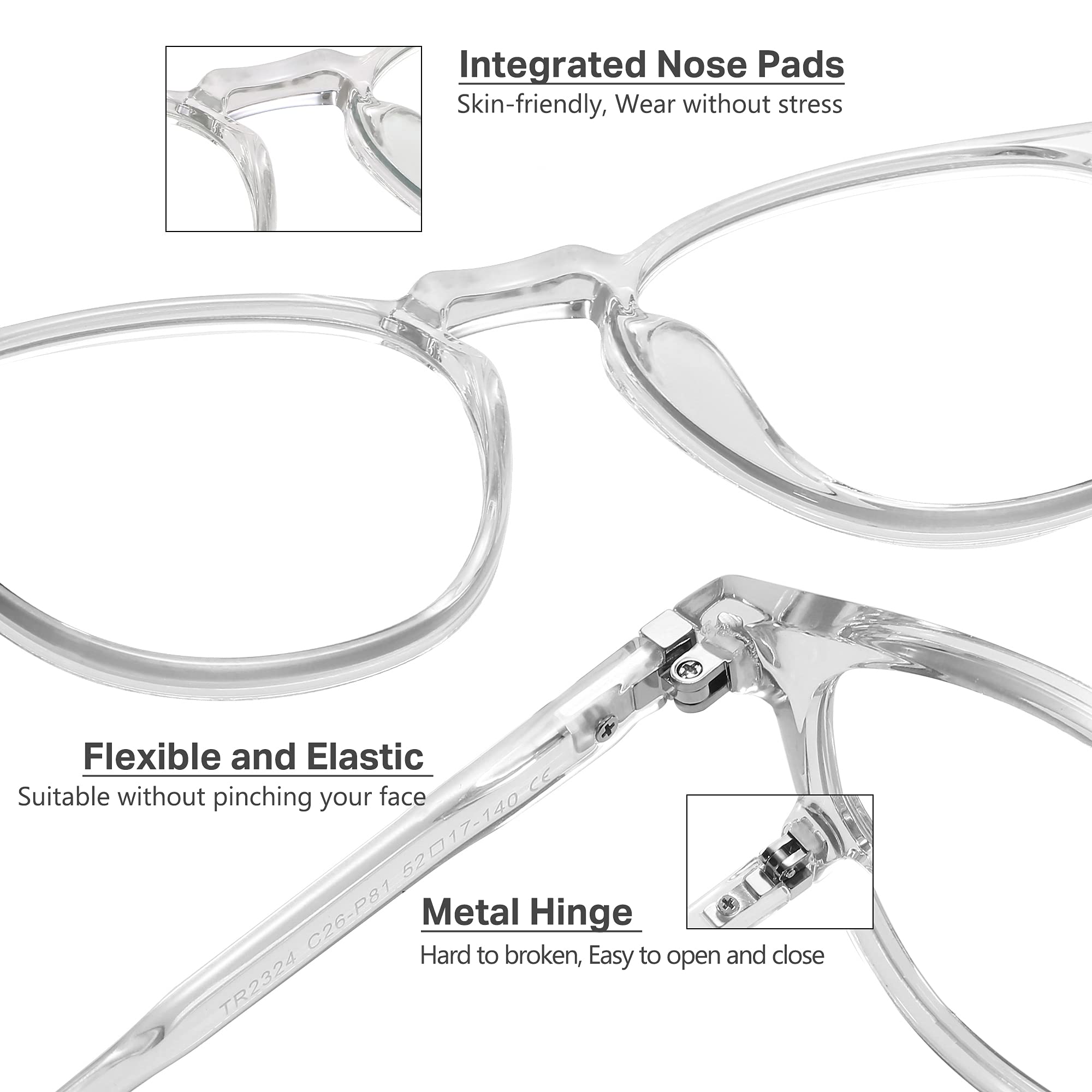 DANAMY Blue Light Blocking Glasses for Men & Women - Computer Reading | Anti Headache Fake Glasses,Square Nerd Eyeglasses(Pack of 2)