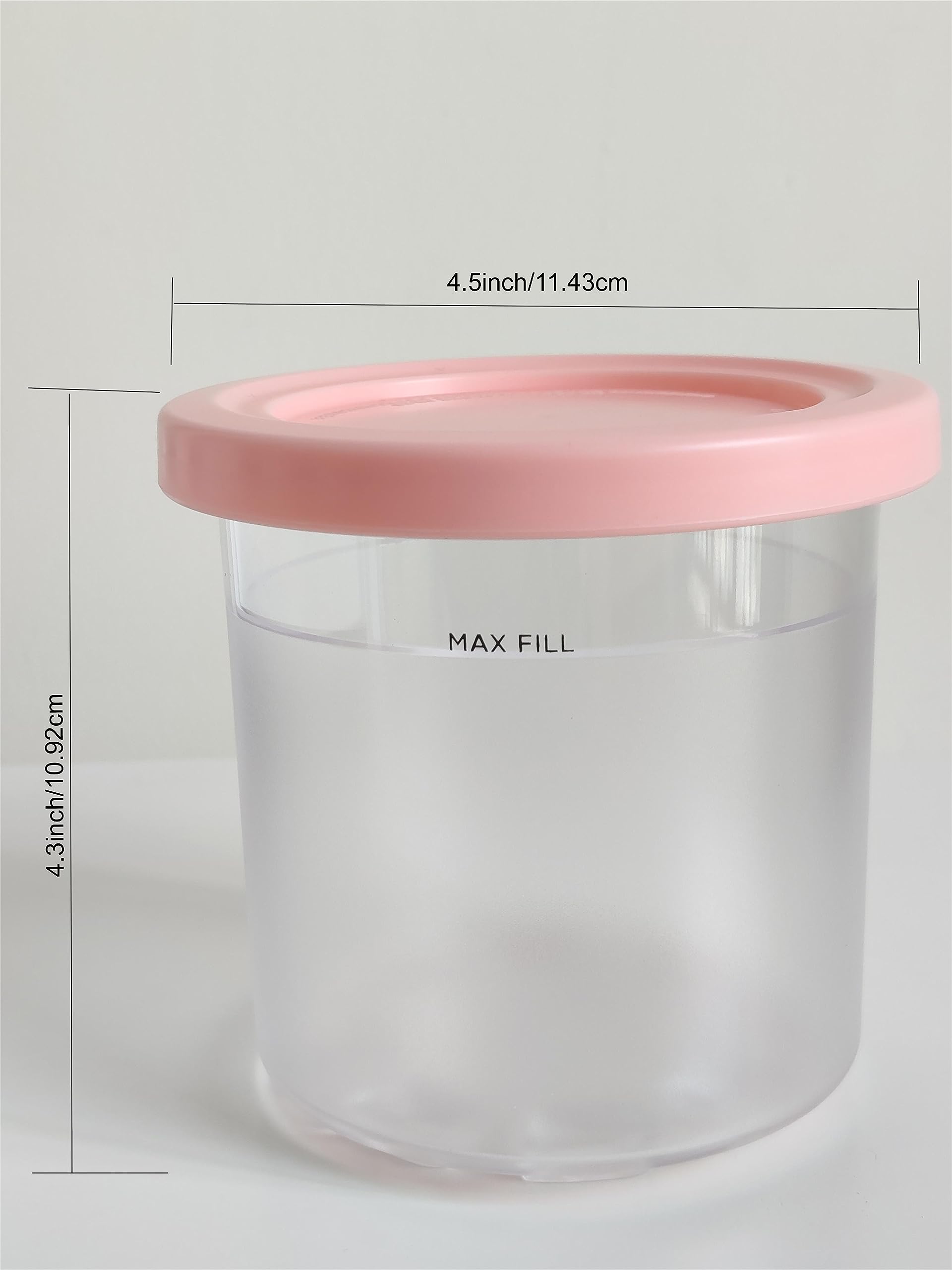 Containers Replacement for Ninja Creami Pints and Lids - 4 Pack, 16oz Cups Compatible with NC301 NC300 NC299AMZ Series Ice Cream Maker - Dishwasher Safe, Leak Proof Lids (Blue, Pink, Green, Grey)