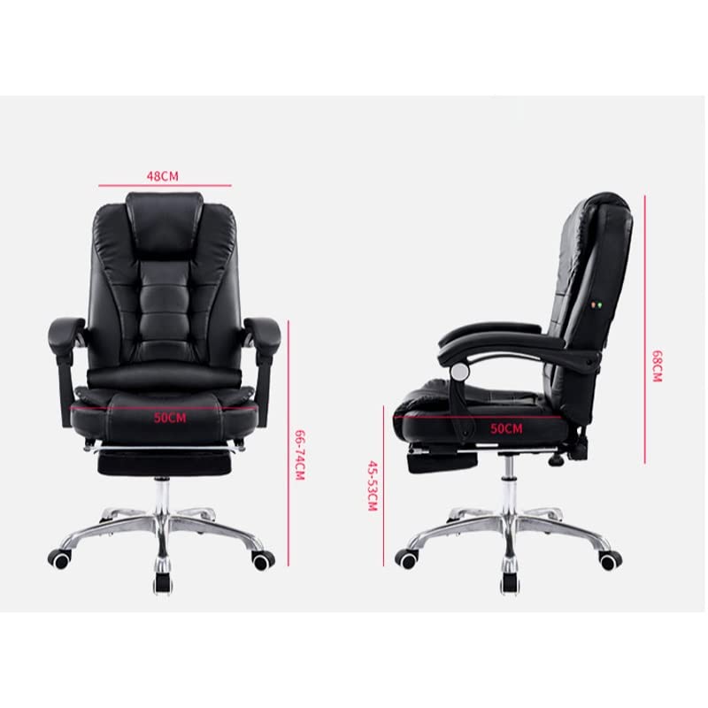 Office Chair Multifunction Office Computer Chair Swivel Reclining Boss Chair Household Study Room (Color : Black, Size : One Size)