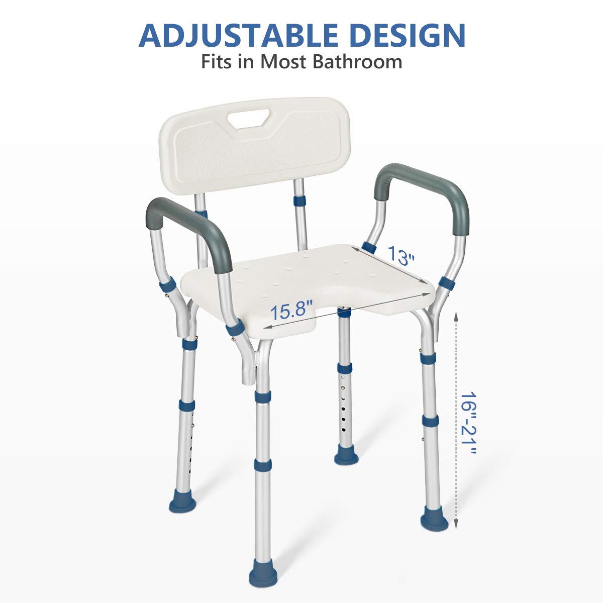 ππ«πππ§ππ‘π’ππ Narrow Shower Chair for Inside Tub, Small Bathtub Chair with Arms and Back Removable, Shower Chair for Elderly and Disabled, Sturdy & Height Adjustable & Cutout Seat, 300lbs