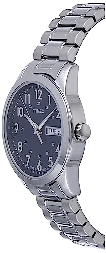Timex Men's South Street Sport 36mm Watch โ Silver-Tone Case Blue Dial with Silver-Tone Stainless Steel Expansion Band