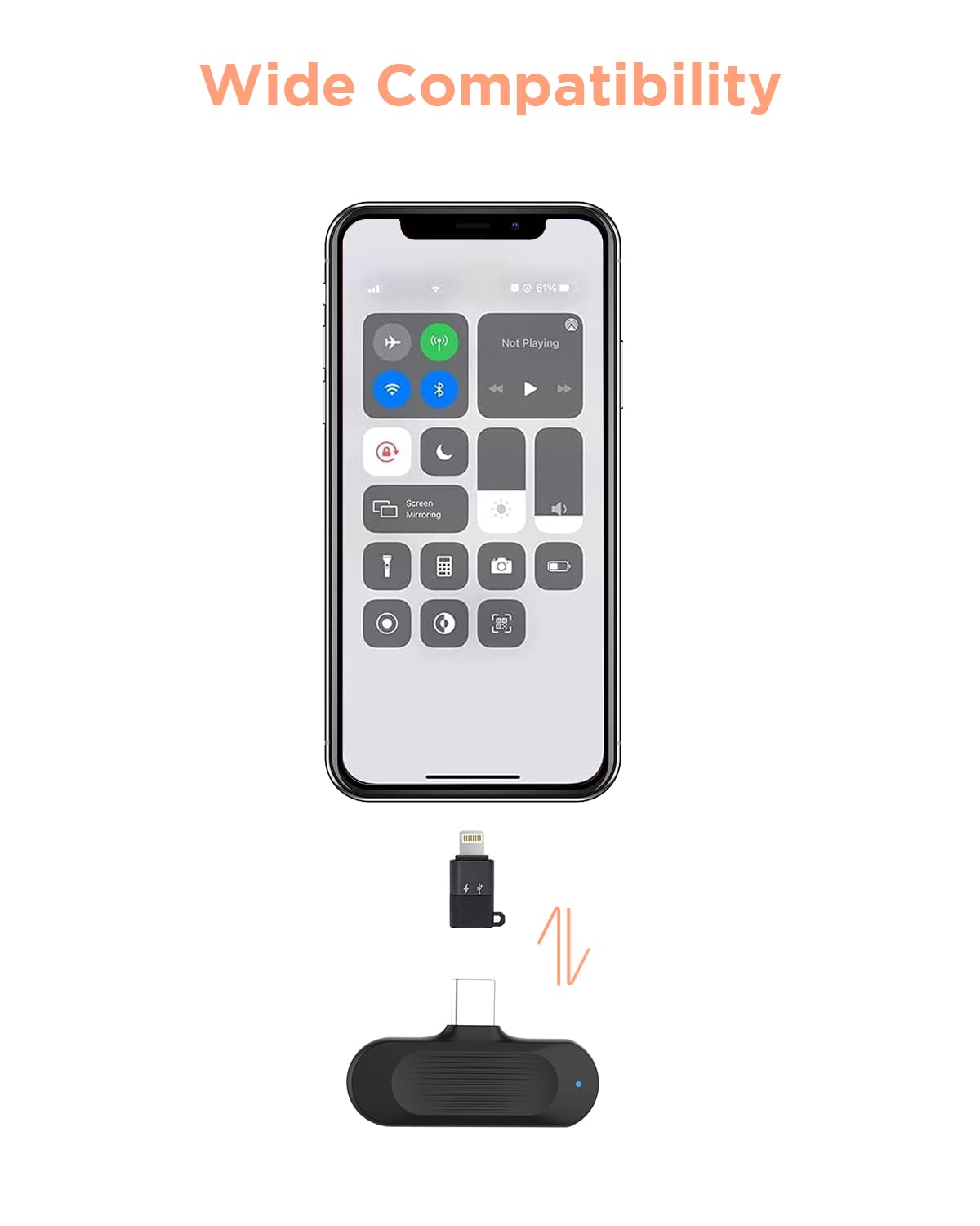 Digiray Wireless Lavalier Microphones for iPhone Video Recording, ipad, YouTube,TikTok - Professional Cordless Lavalier Microphone USB C Port with Noise Cancellation Mic -Black