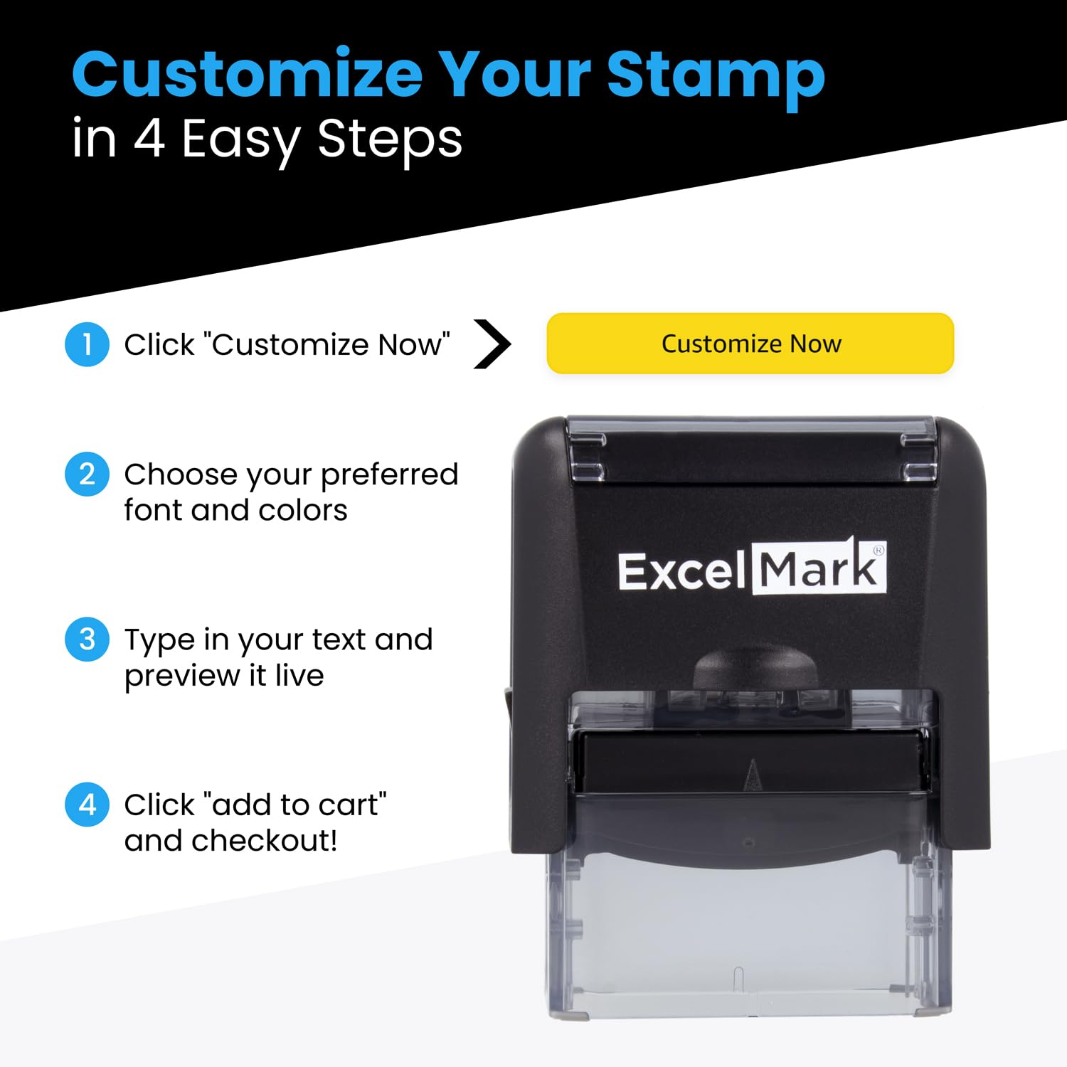 Custom Self-Inking Stamp - Up to 2 Lines - 11 Color Choices and 17 Font Choices (Medium)