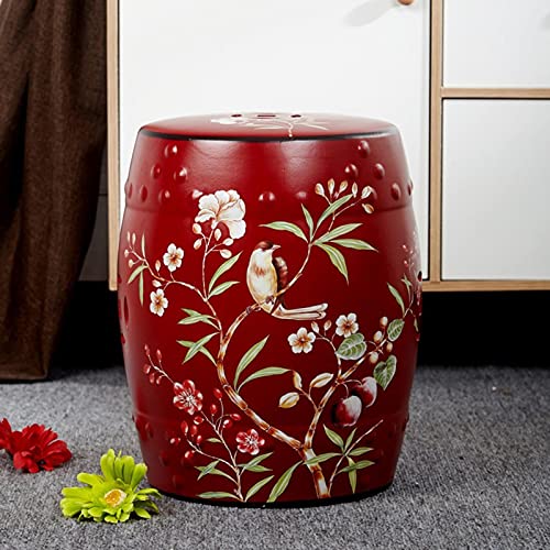 DEVINK Retro Household Drum Stool, Ceramic Stool for Living Room, Garden Stool, Suitable for Bedroom, Living Room, Garden. (Color : Lemon Yellow)
