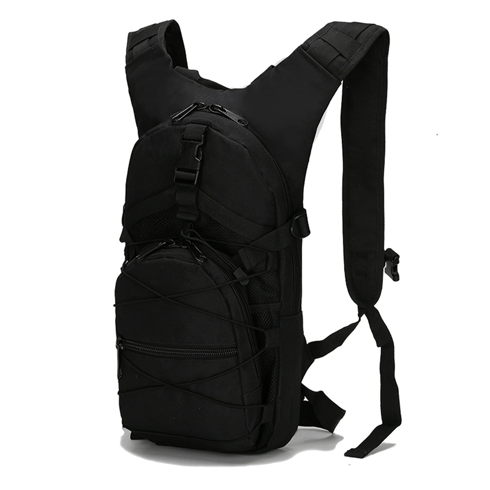 DCOFXGM 15L Waterproof Hiking Backpack Small Tactical Day Pack with Elastic Rope Outdoor Cycling Compact Shoulder Bag (Black)