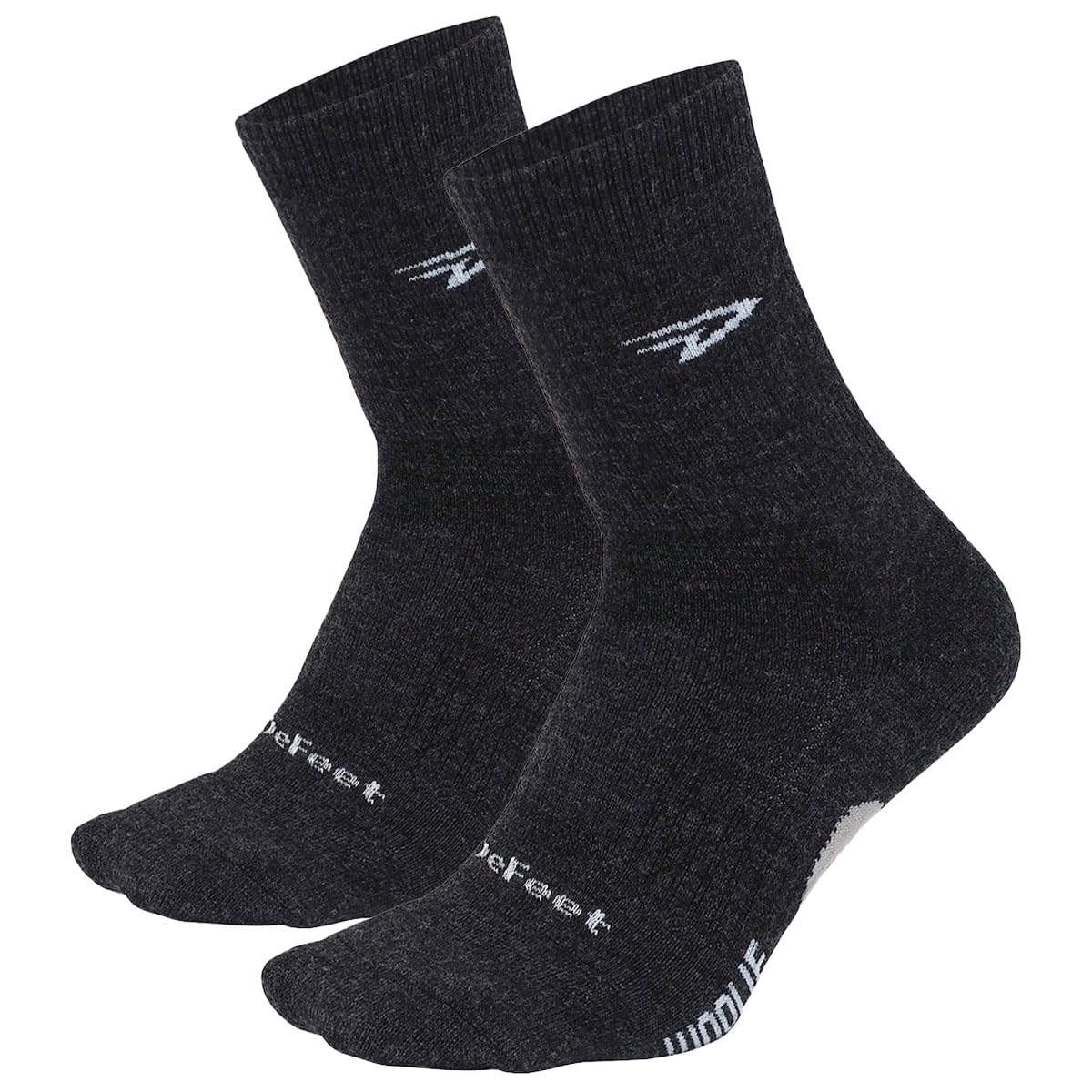 DEFEET - Woolie Boolie 4" Quarter Merino Wool Sock - (Charcoal) - Cycling, Running, Everyday Sock (2-Pack)