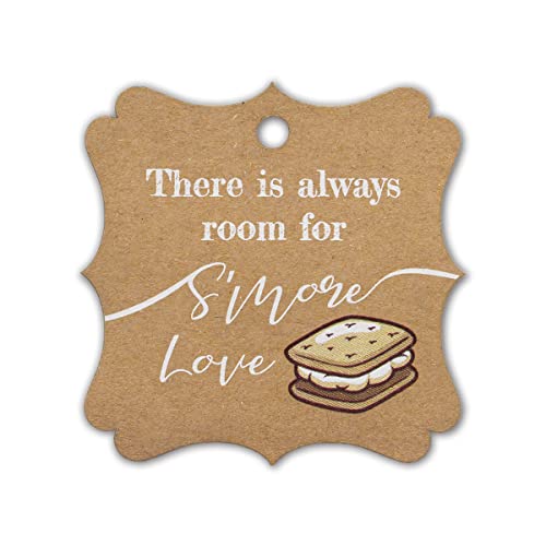 Summer-Ray 50pcs Brown Kraft There is Always Room for S'More Love Wedding Favor Gift Tags in White Printing
