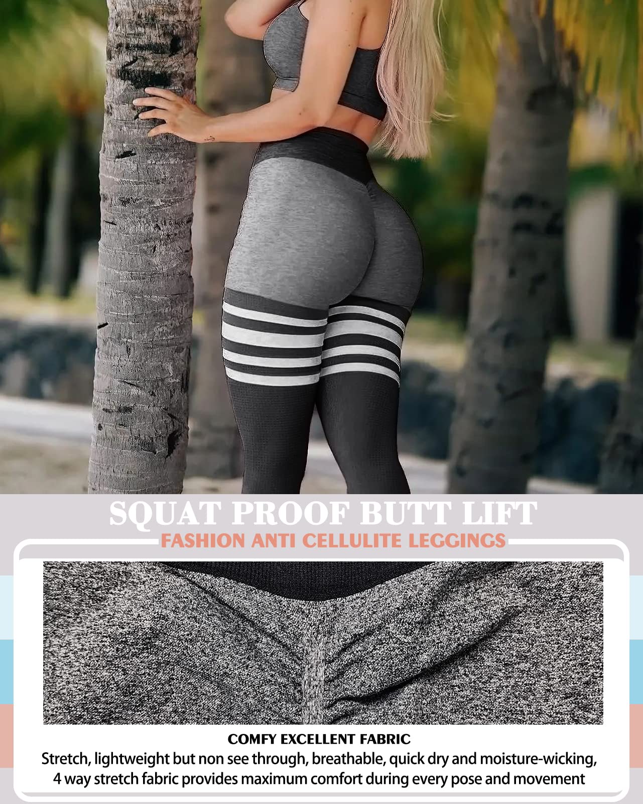 Fanseler Women's scrunch butt lifting seamless leggings High Waisted Booty Yoga Pants Tummy Control Sports Compression Tights Grey