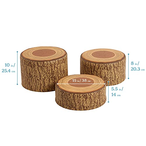 ECR4Kids SoftZone Tree Stump Stool Set, Flexible Seating for Classrooms & SoftZone Tree Log Climber Playset, Indoor Toddler Climbing and Stepping