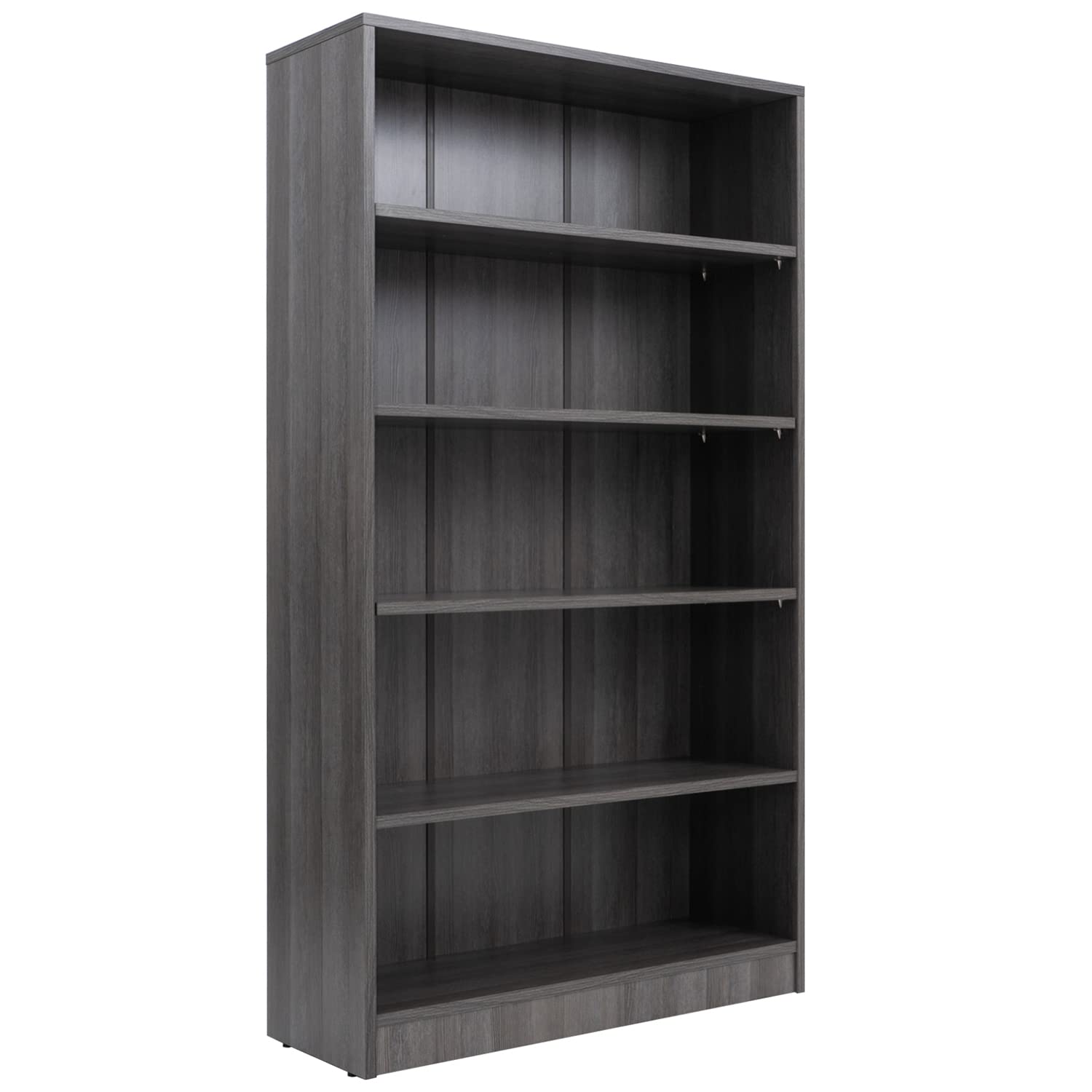 Wood Bookcase 5-Shelf Freestanding Display Wooden Bookshelf for Home Office School (11.6" D*33" W*59.8" H,Grey)