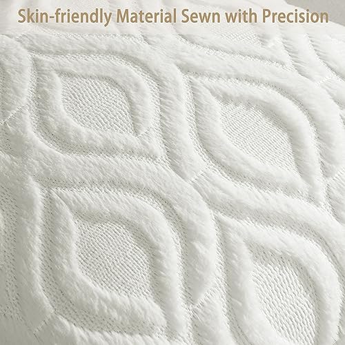 Volcanics Decorative Throw Pillow Covers 18x18 Inch, Faux Wool Plush Couch Cushion Cases Soft Fluffy Boho Pillowcases, Set of 2, Cream Beige