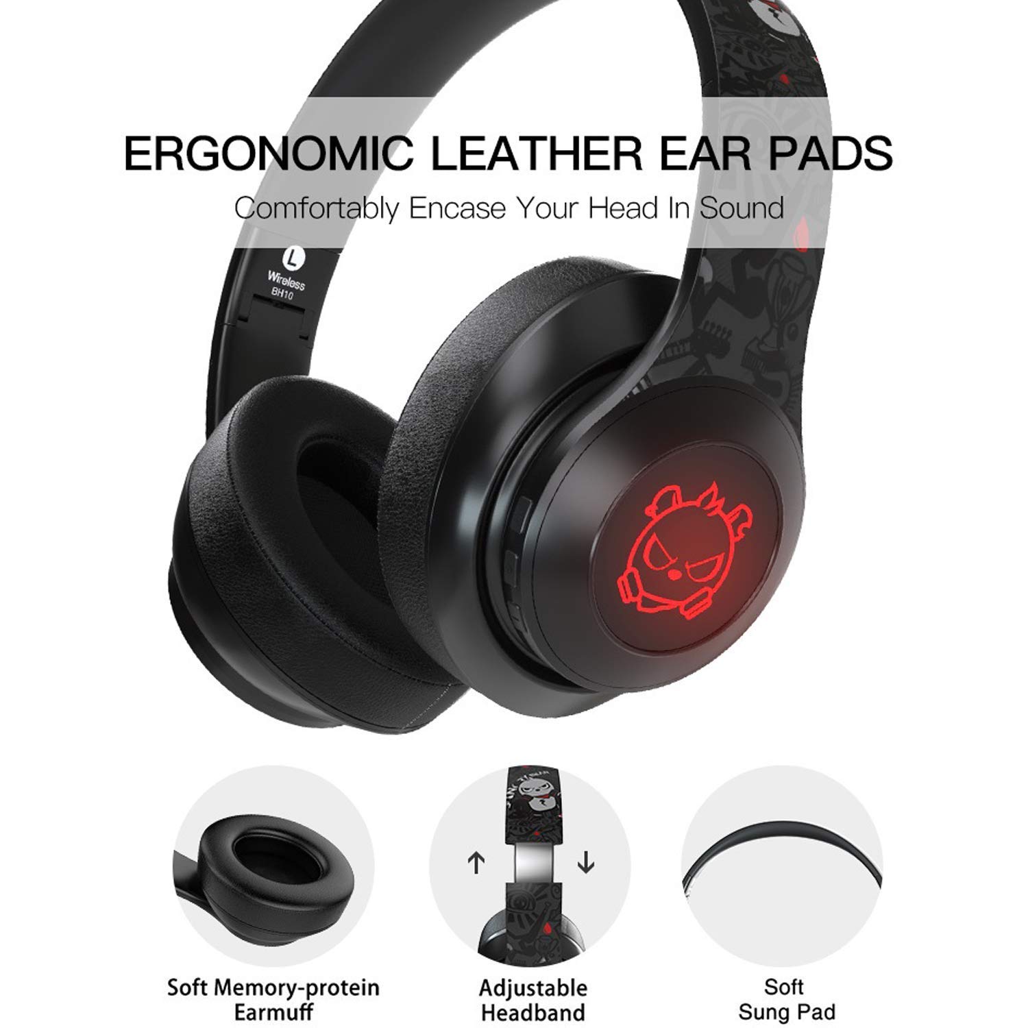 Dualpow Bluetooth 5.0 Headphones, Wireless Over Ear Gaming Homeschooling Headset 24Hrs Playtime Deep Bass Microphone for iPhone/Android/IPAD/Tablets/TV/PC & ONLY Wired for PS4/PS5,Switch,Xbox (an